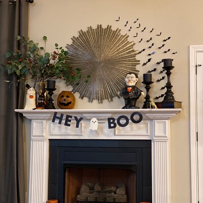 Hey Boo Banner, Halloween Glitter Garland, Halloween Banner, Halloween ...