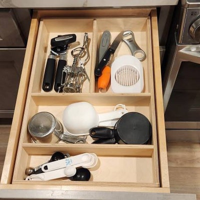 Up to 12 Inches Wide Drawer Insert, Custom Drawer Organizer, Wood ...