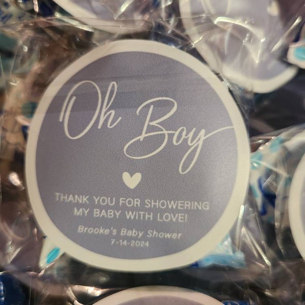 Blue Baby Shower Favor Labels, Baby Boy Baby Shower Stickers, Baby Shower Thank You Stickers, Oh ...