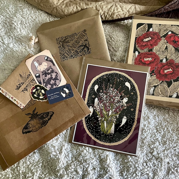 Botanical Beasties Fine Art Print | Whimsigoth Decor | Goblincore Decor ...