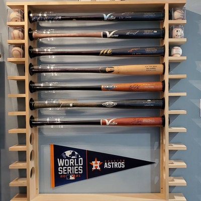 10bat Wood Baseball Bat Display Rack W/ Multiple Shelves Premium Pine ...