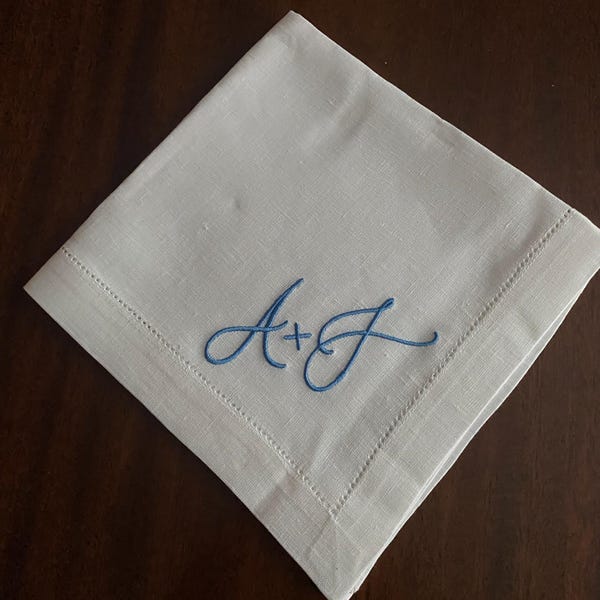 Custom Logo Embroidered Luxury Linen Napkin, Personal Logo Embroidered ...