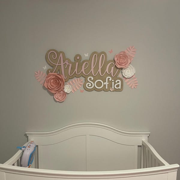 Large Custom Wood Name Sign, Nursery Name Sign, Boho Girl Name Sign ...