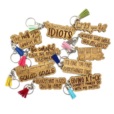 Funny Adult Keychains Set of 10 SVG Digital Download for Glowforge NOT ...