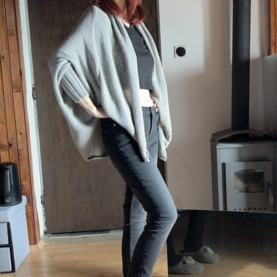 Easy Knit Pattern for Plus Size Long Cardigan. DIY Loose Sweater ...