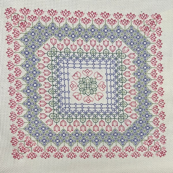 Tulips and Water Lilies Botanical Sampler. Blackwork Pattern, PDF ...