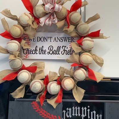 Baseball Sign, Baseball Sign for Wreath, If We Don't Answer Check the ...