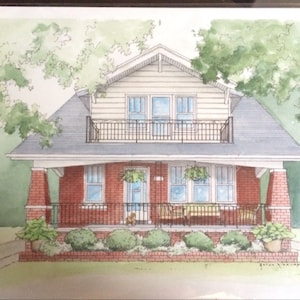 Custom Watercolor House Sketch Pen and Ink Drawing 8" X 10" - Etsy