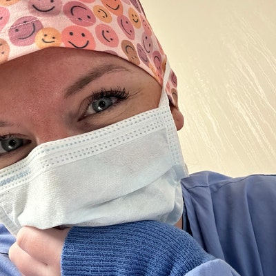 ENT Botanical Euro Surgical Scrub Cap, for MEDIUM Length Hair, Cute ...