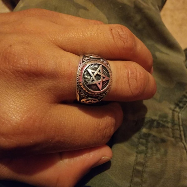 925 Sterling Silver Ring Talisman Pentagram Star Infinity Sacred ...