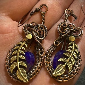 Labradorite Copper Gemstone Earrings Copper Wire Wrapped Earrings ...