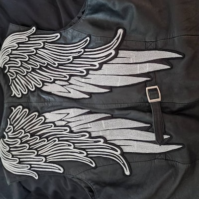 Silver and Black Angel Wings Patch for Vintage Clothes Back Patches or ...