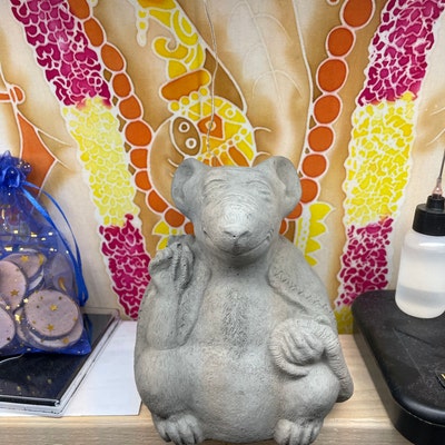 MEDITATING MOUSE choice of Size & Color: Solid Stone Buddha Animal ...