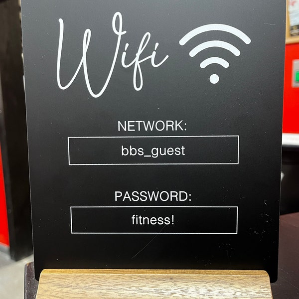 Wifi Acrylic Sign W/ Wood Base - 6.5 X 7.75" Ice or Black Table Sign ...