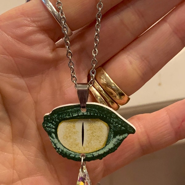 Statement Whimsical Acrylic Necklace crocodile Tears Alligator Vintage ...