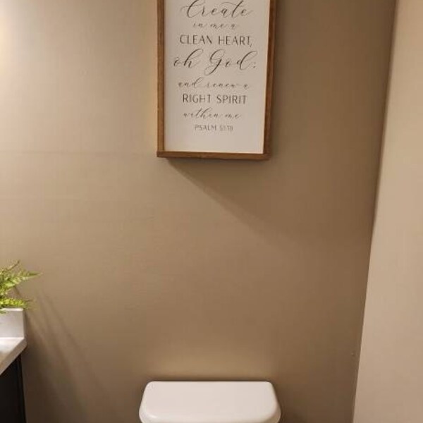 Bathroom Sign | Create in Me a Clean Heart Sign | Psalm 51:10 Wood Sign ...