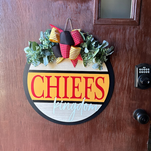 Kansas City Chiefs Sign | Chiefs Door Hanger | KC Chief Door Sign ...