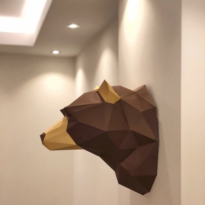 Bear Papercraft, 3D Paper Craft, Bear Sculpture, DIY 3D Wallart, Low ...