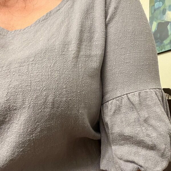 Anysize Custom Hidden Placket 100% Linen Shirt Collar Short Sleeves Loose Blouse Summer Plus ...