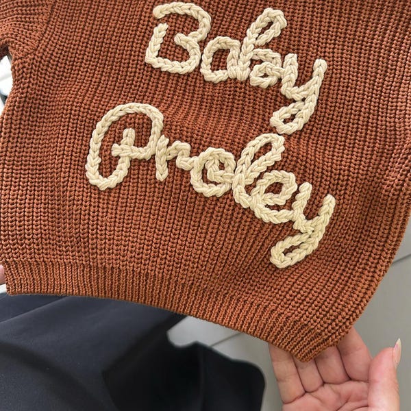 Custom Baby Name Sweater,knit Name Baby Sweater,hand Embroidered Name ...