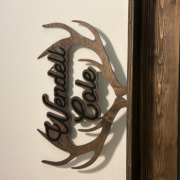 3D Personalized Deer Antler Sign | Boy's Antler Name Sign | Deer ...