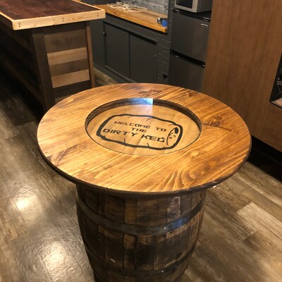 Custom Finished Bourbon Barrel Pub Table - Etsy