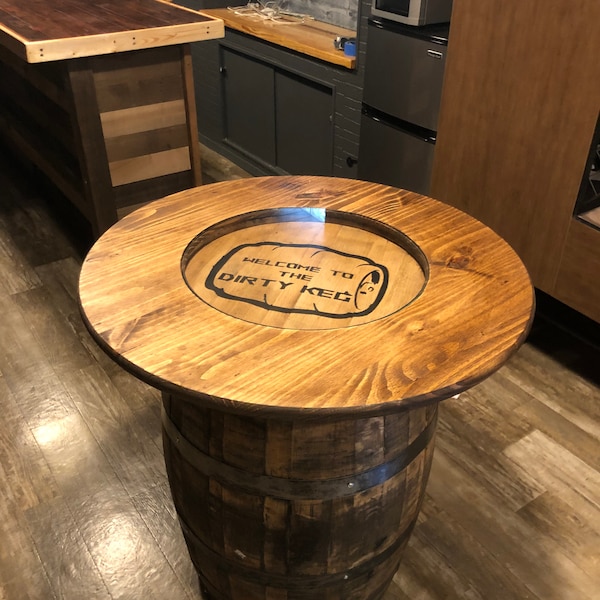 Custom Finished Bourbon Barrel Pub Table - Etsy