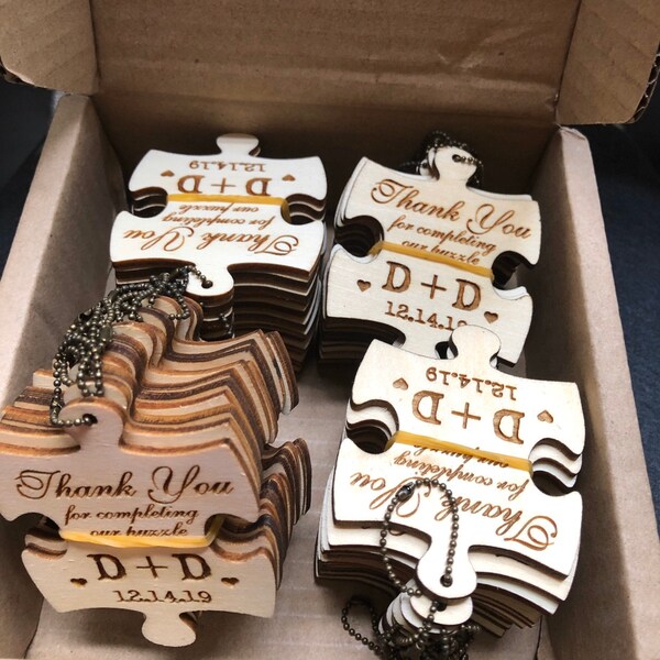 Puzzle Wooden Tag Personalized Engraved Thank You Wedding Gift Tags ...
