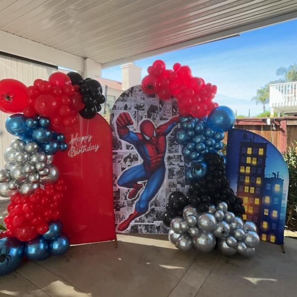 Spider Man Backdrop Cover, Party Props, Background Party Boy Polyester ...