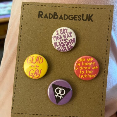Set of 4 Gay Buttons Vintage Remake LGBT Pin Badges Revolutionary ...