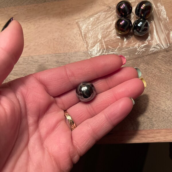 16mm Milky Way Players Pk of 5 Iridescent Metallic Glass Mega Marbles ...