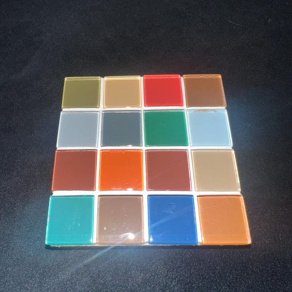 Multicolored Moody Set - Handmade Glass Tile Coasters - Etsy