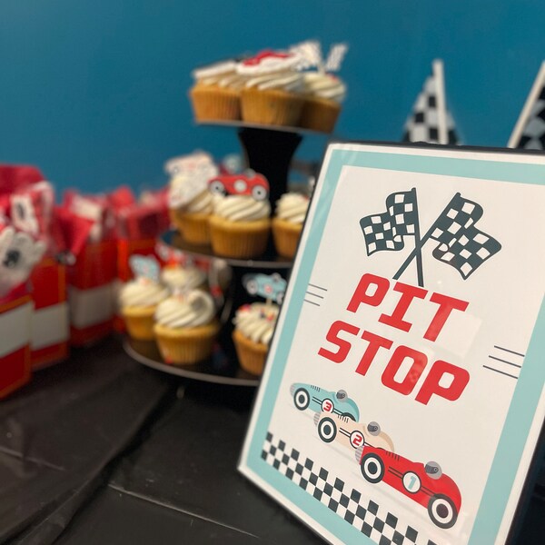 Pit Stop Vintage Race Car Sign, Race Car Birthday Party, Race Car ...