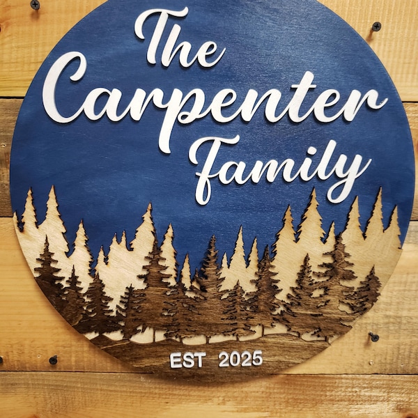 Digital File - Forest Round Name Sign SVG for Glowforge Laser Cutters ...