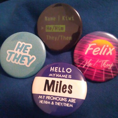 Retro Custom Name & Pronoun Buttons 4 Neon Vaporwave - Etsy