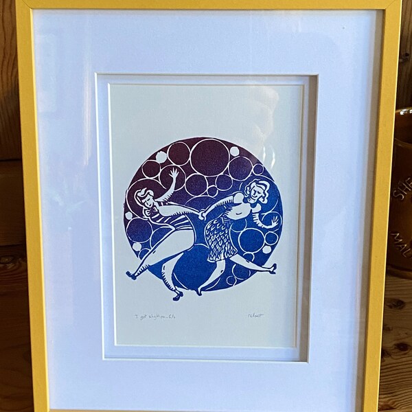 Handmade Linocut 'collegiate Kicks' Print, Limited Art Edition ...