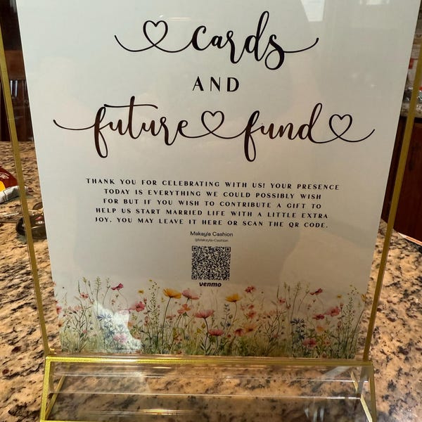 Printable Cards Wedding Sign, Future Fund QR Code Sign, Future Fund ...