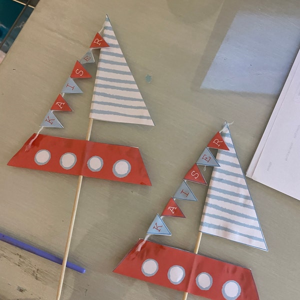 Editable Nautical Cake Topper Printable, Boat Cake Decor, Nautical ...