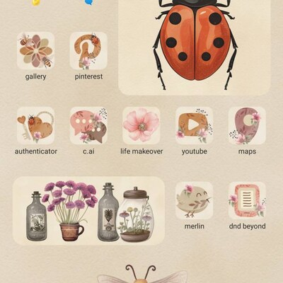 Summer Aesthetic iPhone Watercolor App Icons With Bees and Flowers, Ios ...