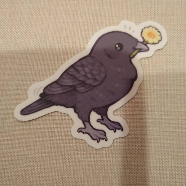 Flower Crow Sticker / Cute Animal Sticker / Waterproof Laptop Sticker ...