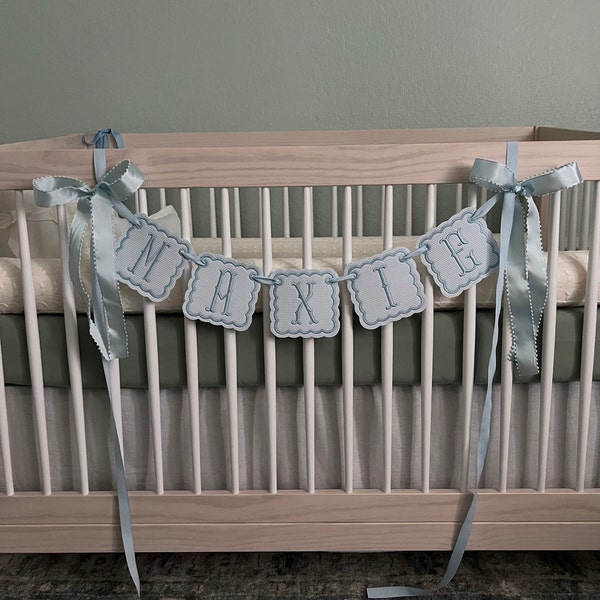 Baby Blue Embroidered Name Banner. - Etsy