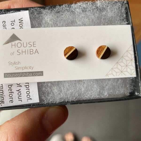 Striped Wood Studs, Wood Earrings, Unisex, Mens Stud Earrings, Wood ...