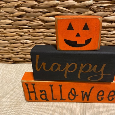 Happy Halloween Blocks Sign Halloween Decor Fall Decor Autumn Decor - Etsy
