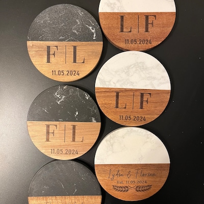 Personalized Marble Wooden Coaster, Custom Round/square/hexagon ...