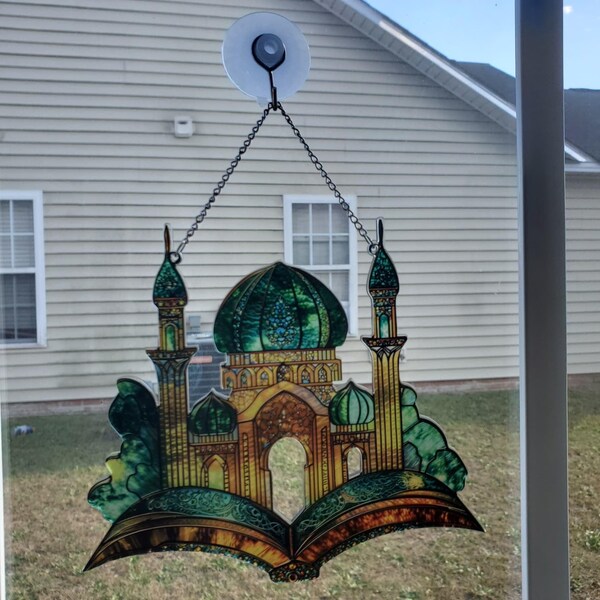 Mosque Dome Acrylic Suncatcher - Faux Stained Glass Window Hanging for ...