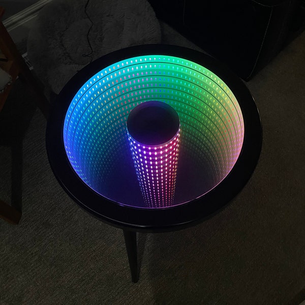 İnfinity Mirror Coffee Table, Led Light Table, Wooden Coffee Table, 3D ...