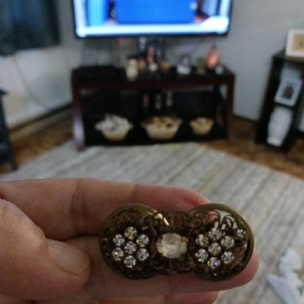 No 166 Huge 1920's Filigree Neiger Flowers Czech Brooch Rainbow ...