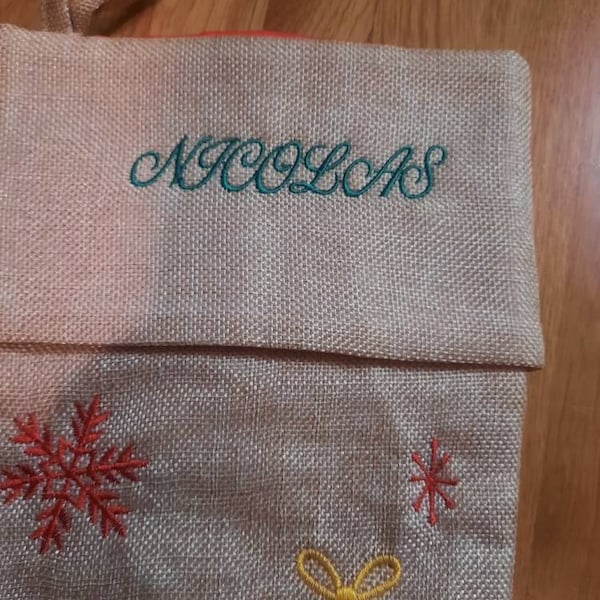 Custom Christmas Stocking Script Font Traditional Design: Santa ...