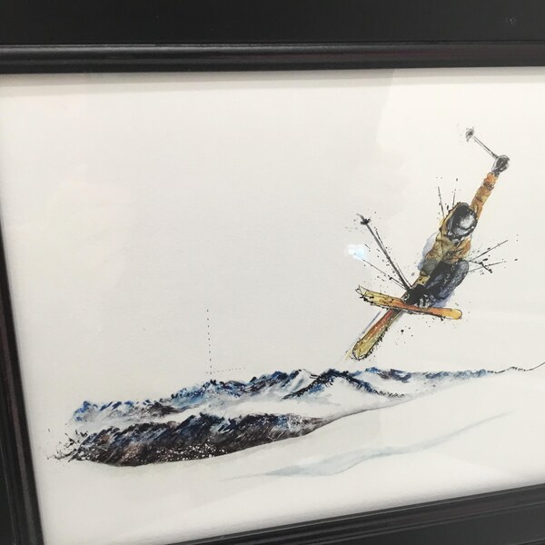 SKIING ART SET of 3 Prints 1 of Them for Free! Special Offer Mountain ...