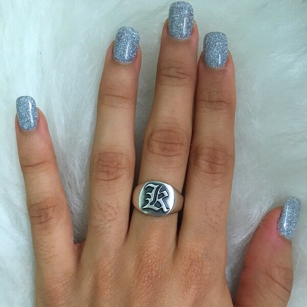 Monogram Ring .men Initial Ring. Silver Monogram Ring. Personalized Ring .guti Initial Ring. Old ...